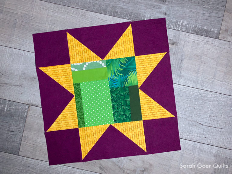 Split Complementary Scrappy Slab Sawtooth Star Tutorial - Sarah Goer Quilts