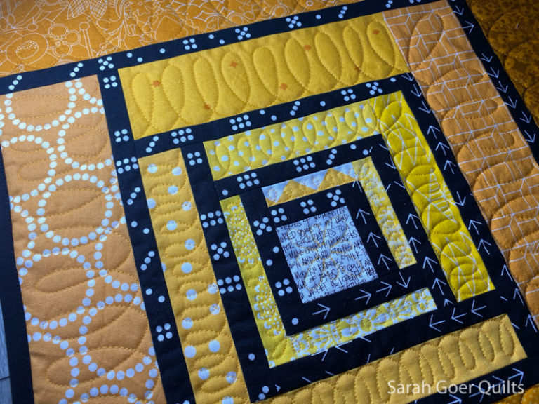 Yellow Improv Log Cabin Mini Quilt - Sarah Goer Quilts