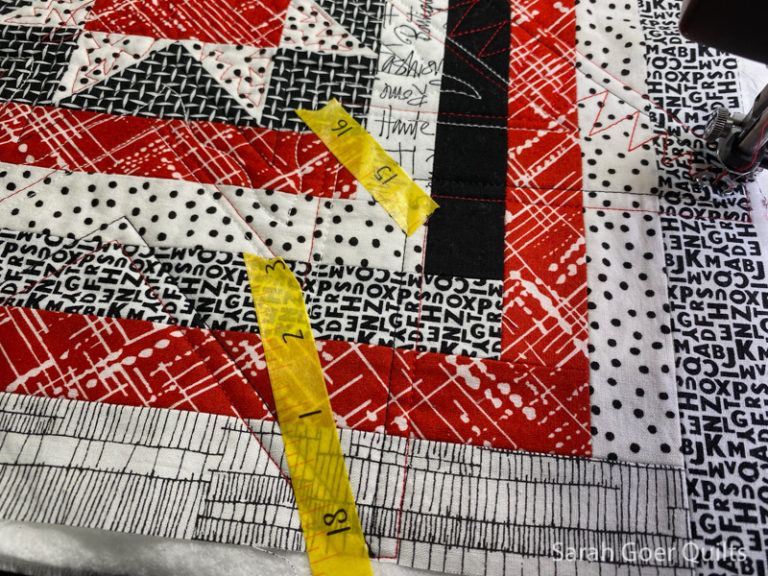 Red Improv Log Cabin Mini Quilt - Sarah Goer Quilts